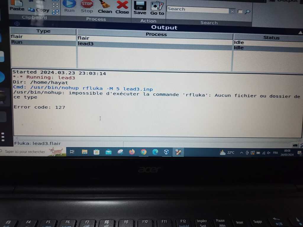 Error code 127 - running problem - Running and Runtime Errors - FLUKA User Forum