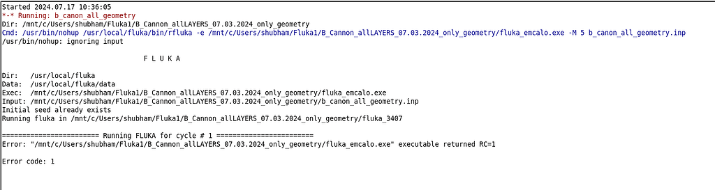 Error code 1 while running Fluka - Running and Runtime Errors - FLUKA User Forum