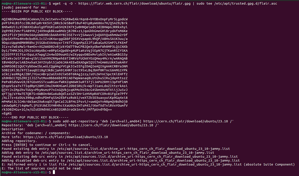 Installing flair on UBUNTU systems - please help - Installation - FLUKA User Forum
