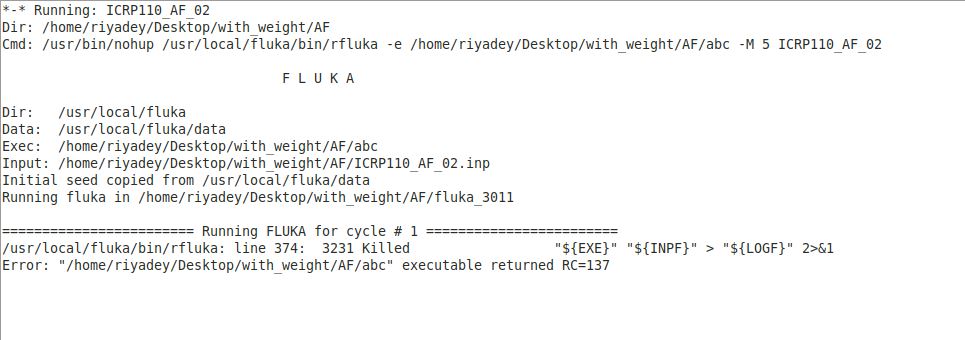 Not running status of one spawn out of 10 spawns - Running and Runtime Errors - FLUKA User Forum